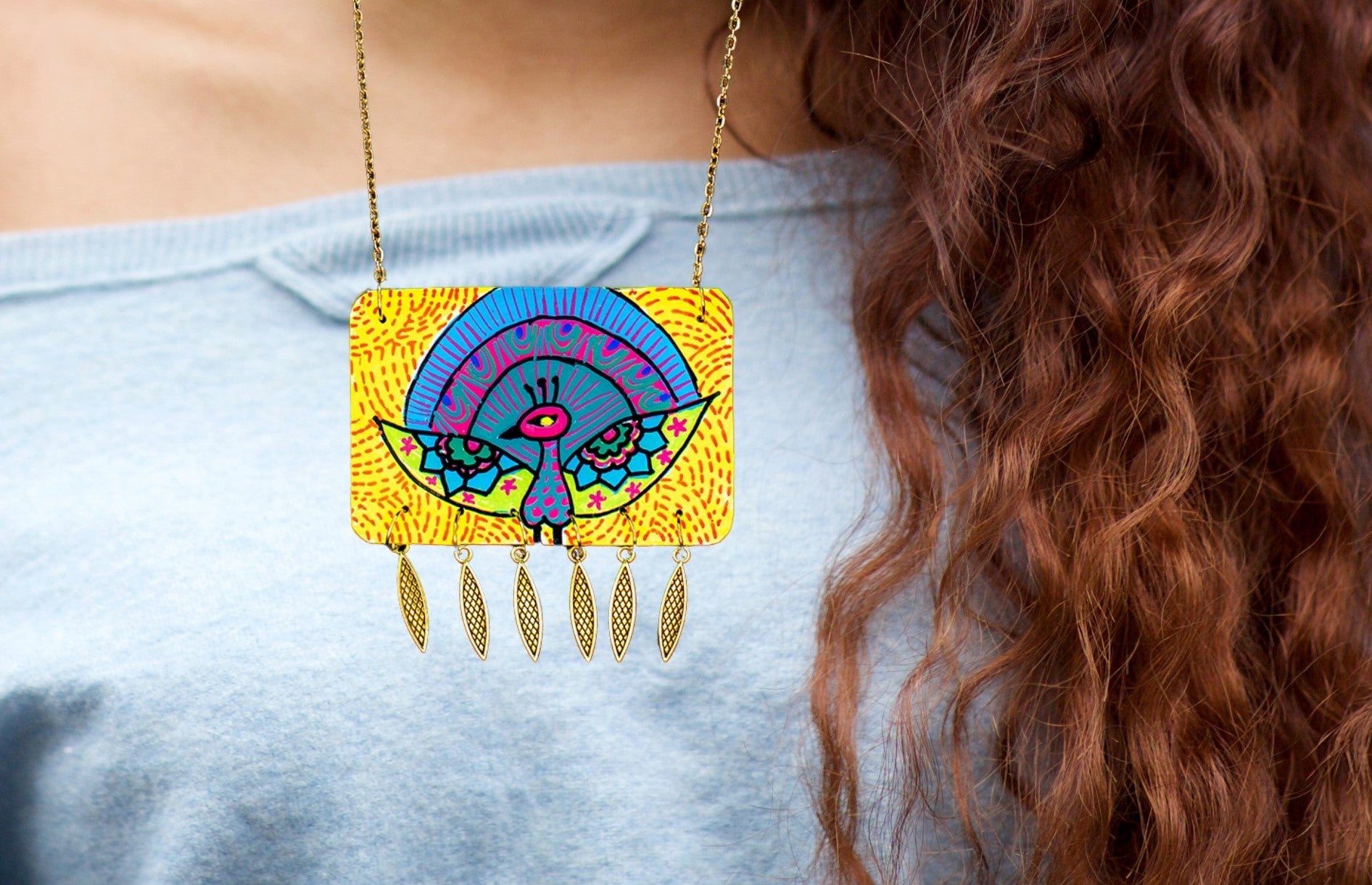 'Keki' Necklace, Handpainted : Handmade Gifts l Artscrafted – ArtsCrafted